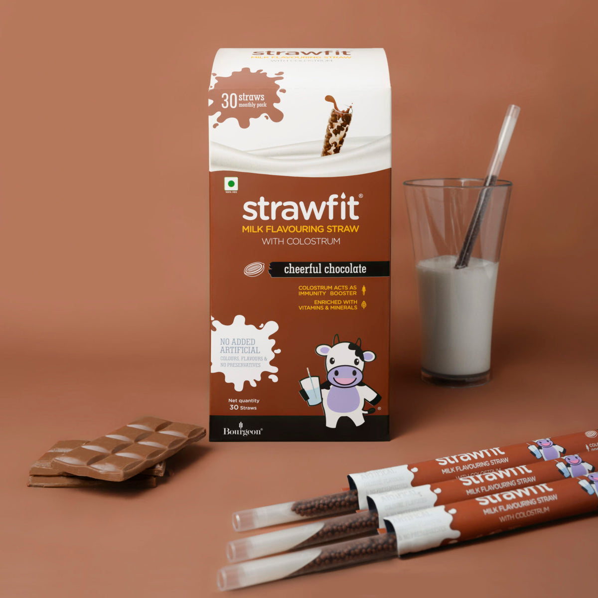 Strawfit | Pack of 30 Chocolate Flavoured Straws | Buy now to get 10% off